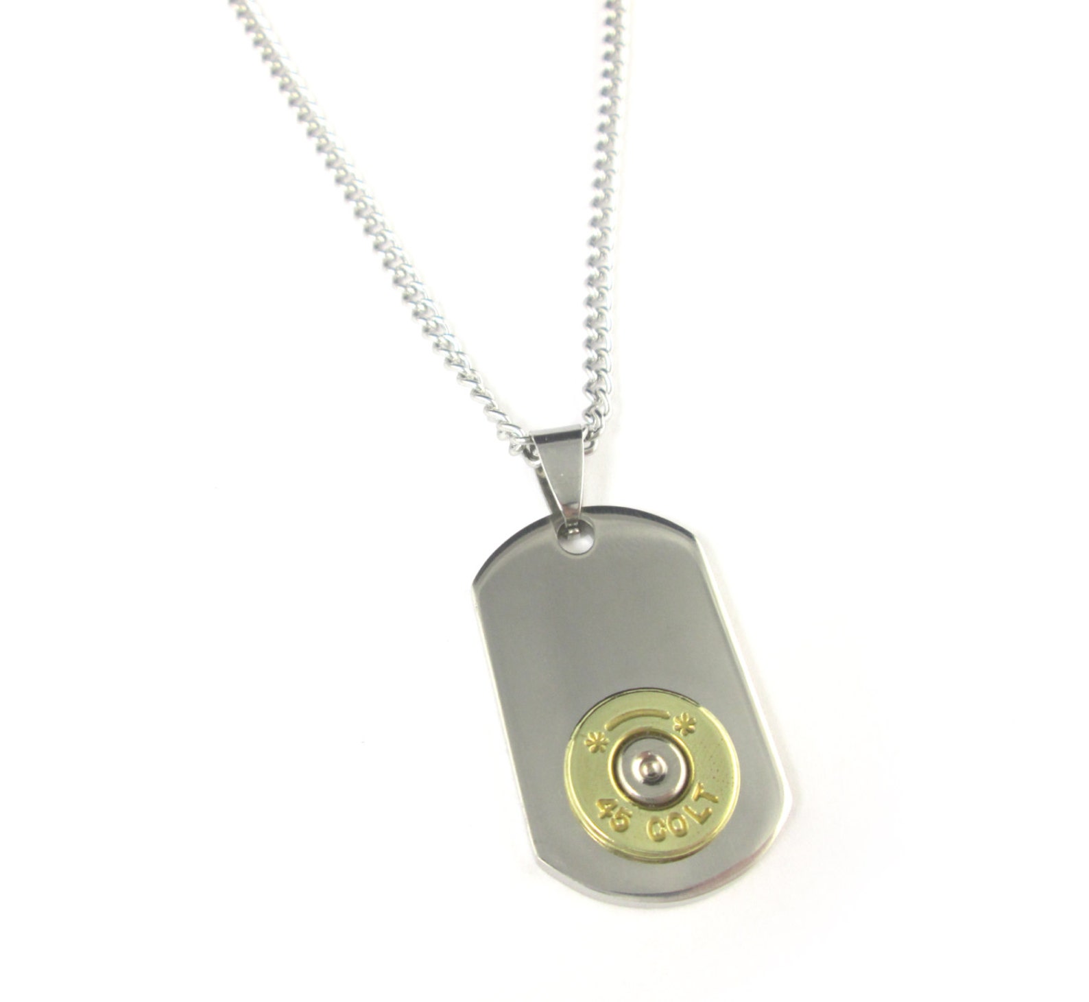 Bullet Necklace, Stainless Steel Mini Dog Tag, Military Necklace, Colt ...