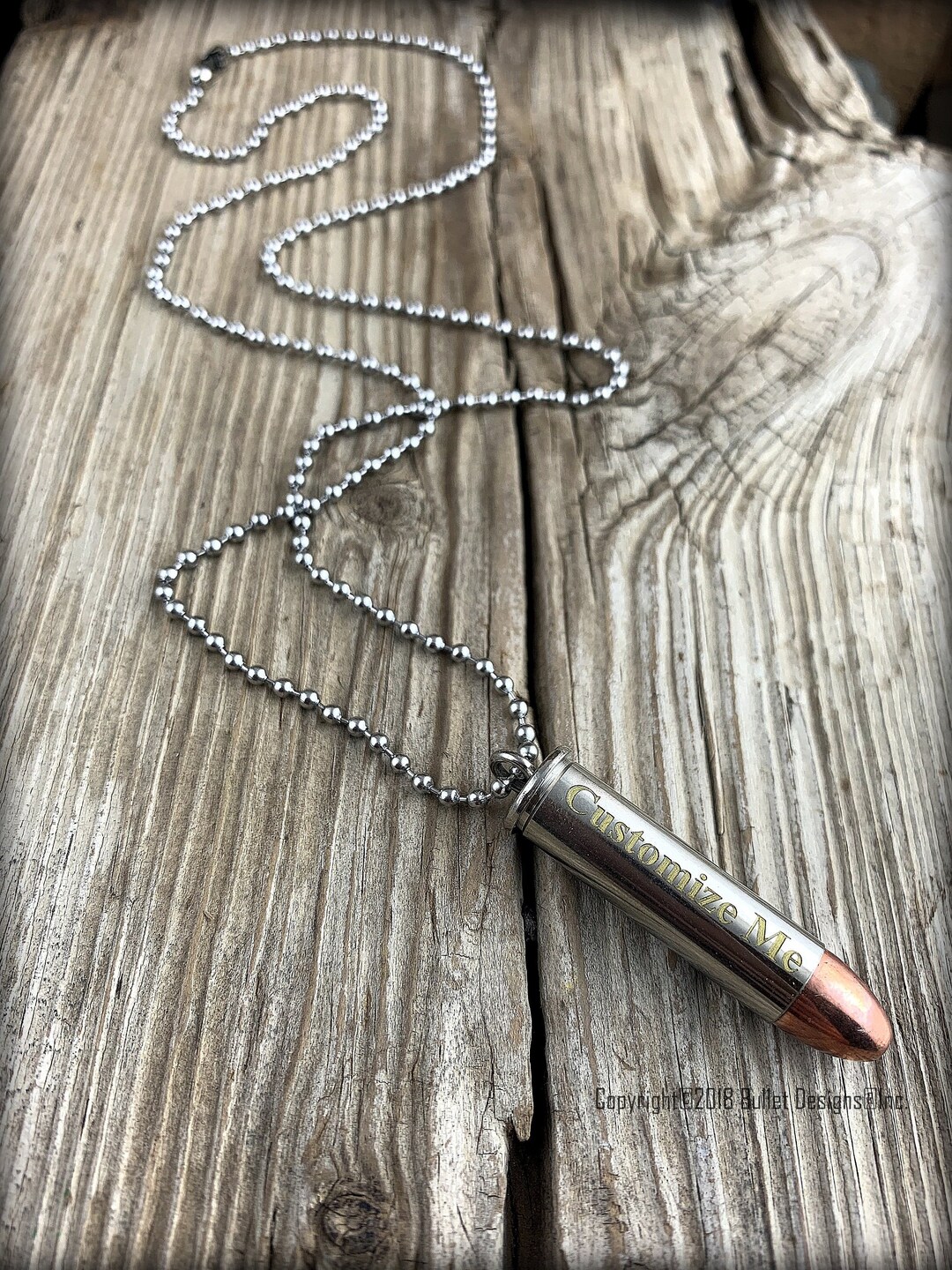 Custom Engraved Bullet Necklace, GOLD & SILVER ENGRAVING, 357 Mag, 38 ...
