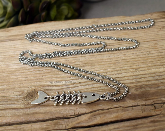 Fish Bone Necklace, Long, Skeleton Fishing, Women's Silver, Custom - Etsy