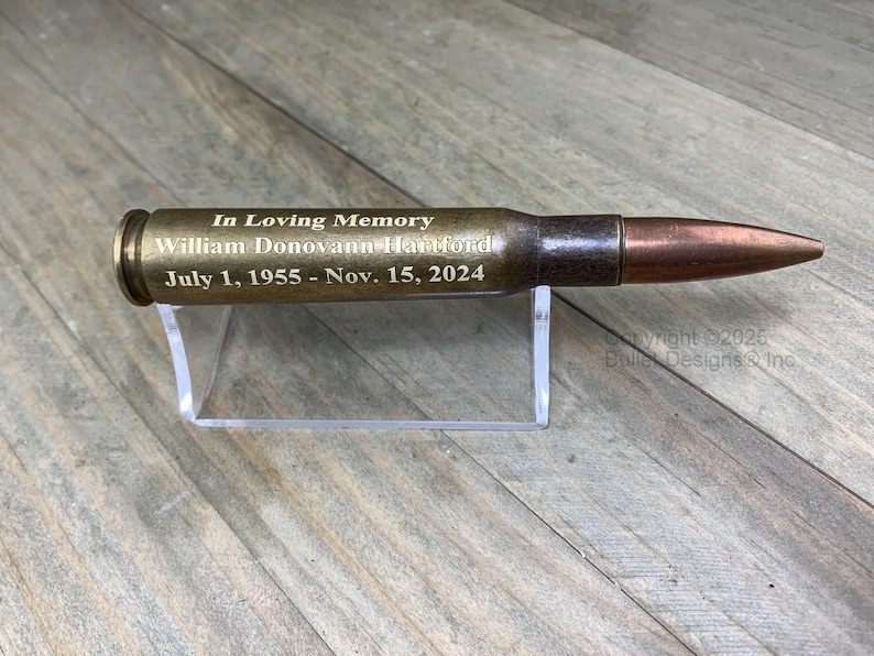 Custom Engraved Antique 50 Caliber REAL Bullet DIY Urn Kit, Memorial ...
