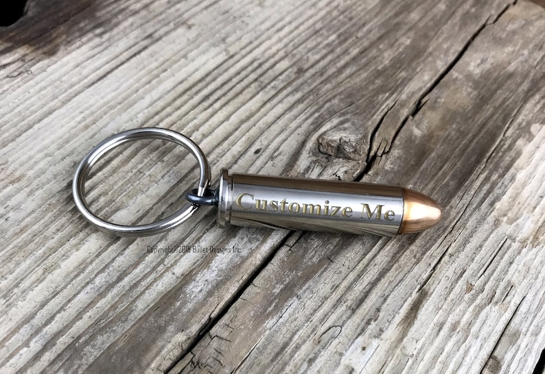 Custom Engraved Bullet Keychain GOLD & SILVER Engraving 357 | Etsy