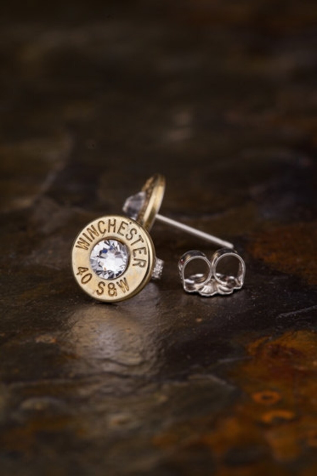 Bullet Earrings, Winchester 40 S&W Brass Bullet Stud Earrings, Sterling ...