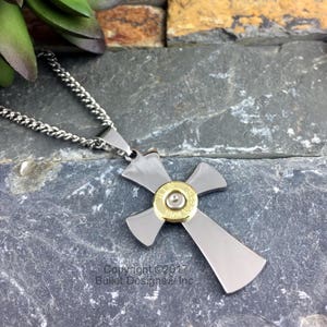 Cross Bullet Necklace, Stainless Steel Bullet Cross Necklace, Custom ...