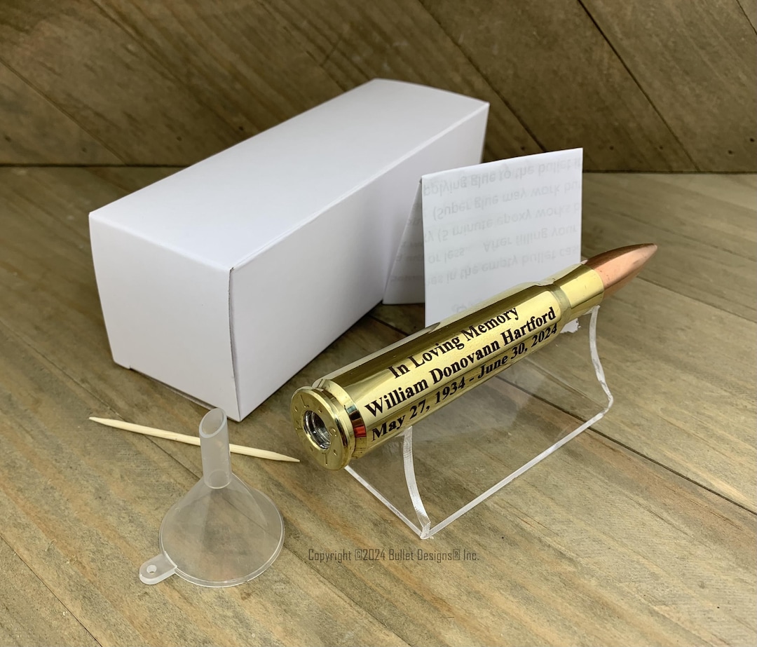 Custom Engraved 50 Caliber REAL Bullet DIY Urn Kit, Memorial ...