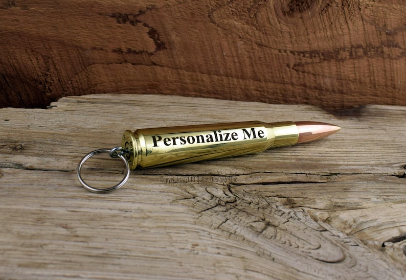 Bullet Keyring, DARK Engraved 50 Caliber Brass Bullet Key Ring, Bullet ...