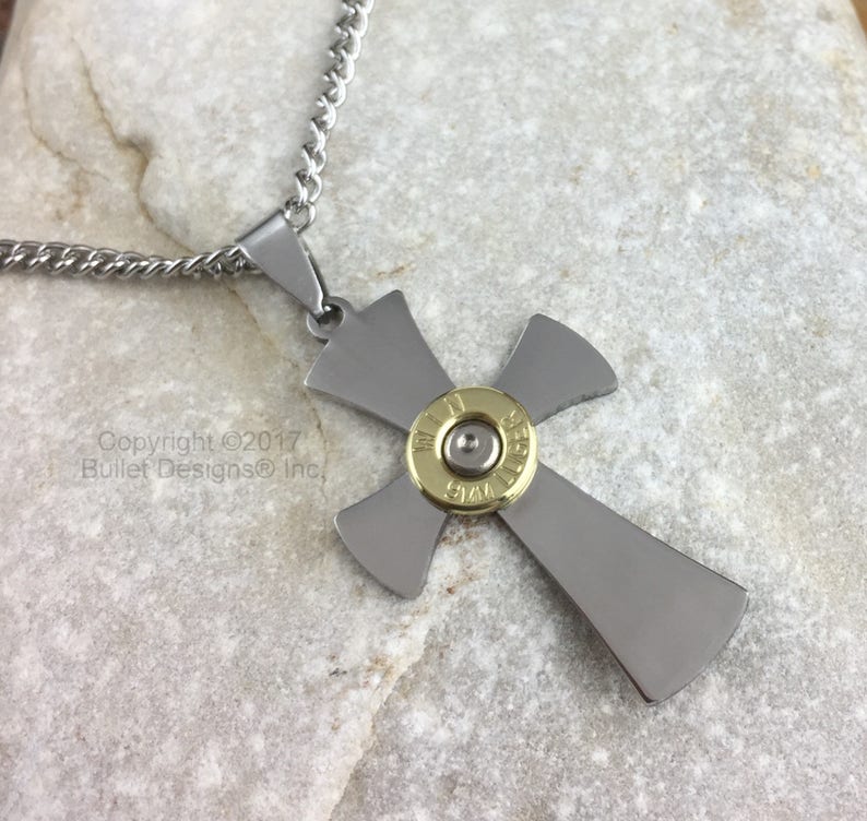 Cross Bullet Necklace, Stainless Steel Bullet Cross Necklace, Custom ...