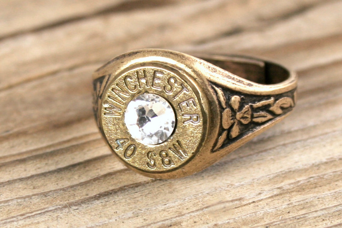 Bullet Ring / 40 Caliber Antiqued Brass Adjustable Bullet Ring - Etsy