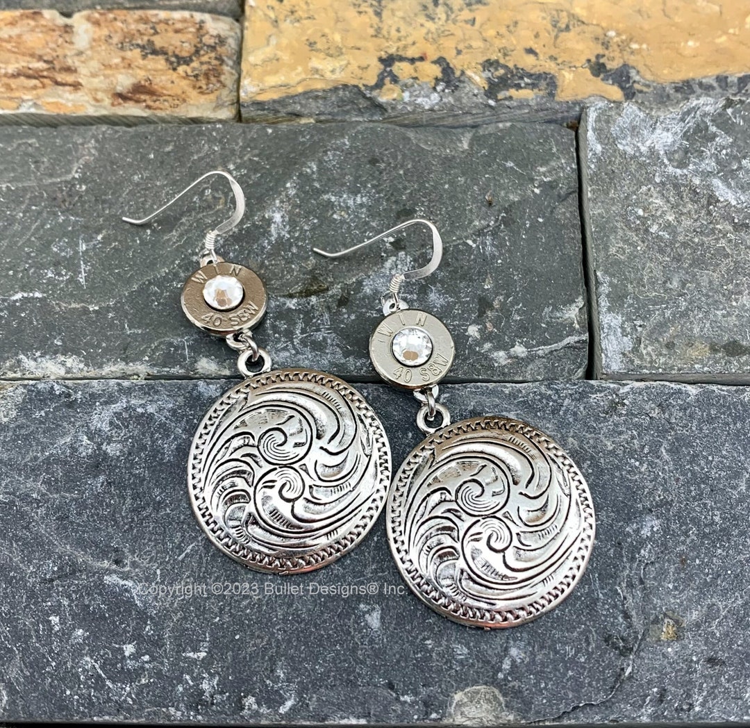 Western Bullet Earrings, 40 S&W Bullet Earrings, Sterling Silver Ear ...