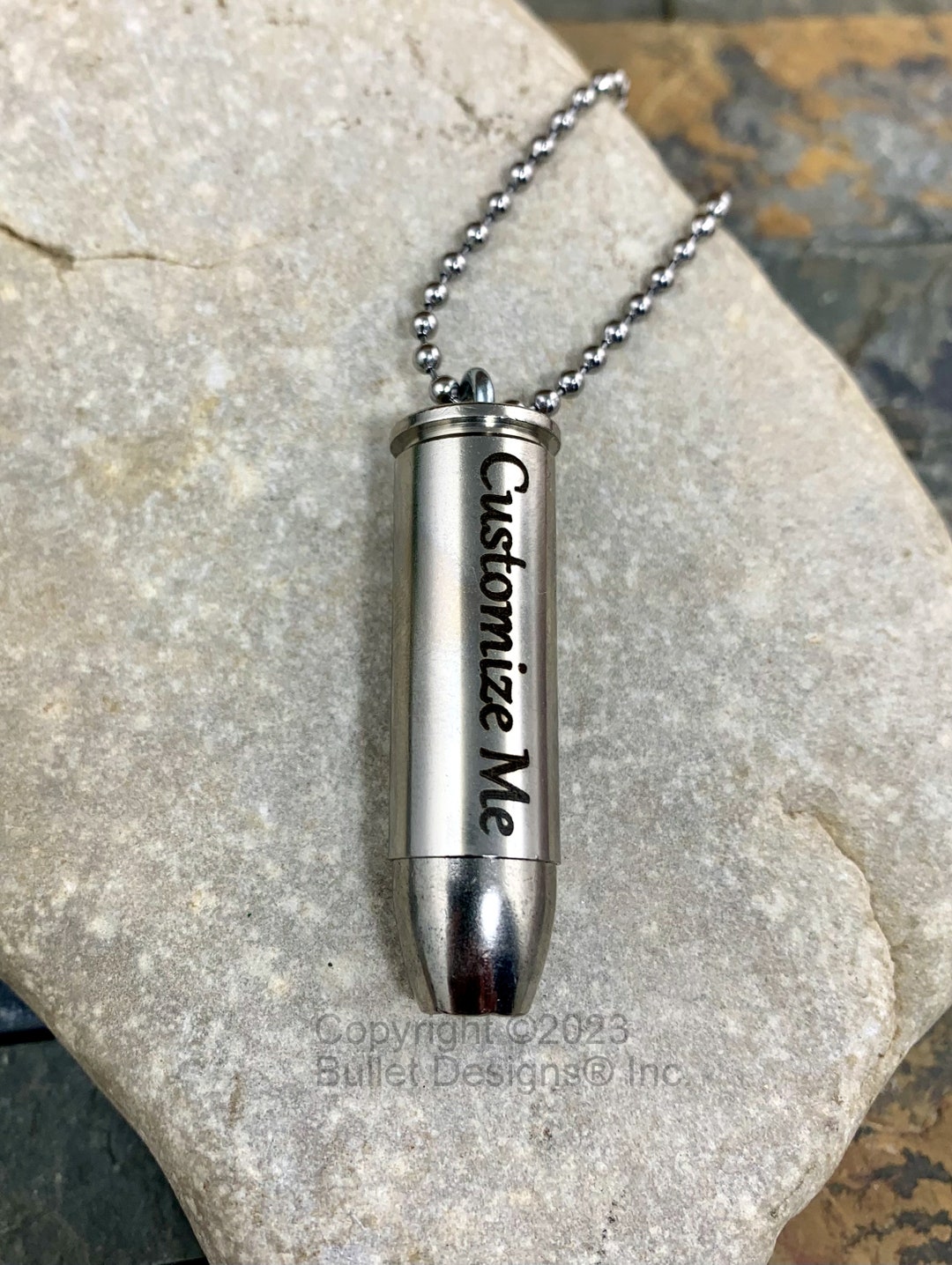 SILVER Bullet Custom Engraved Necklace, REAL Colt 45, Dark or Gold ...