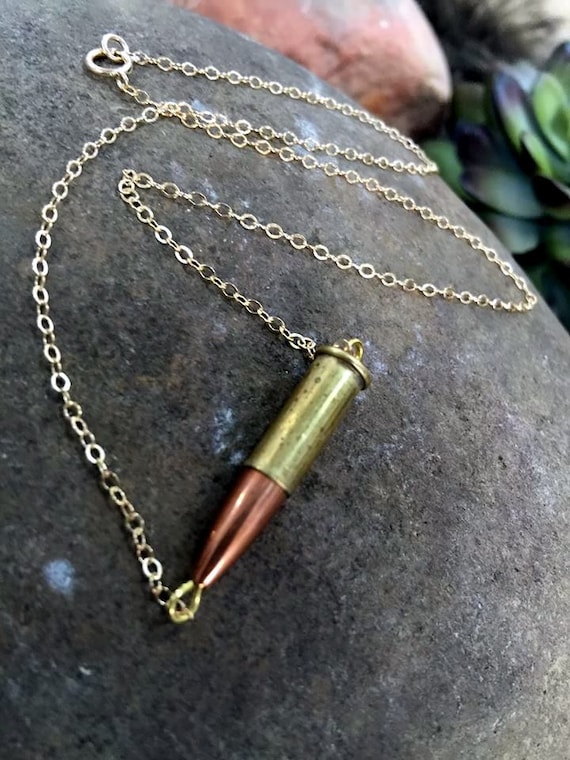 Bullet Necklace Gold Filled Chain Simply Bold Bullet Choker Necklace Bullet Choker Lightweight Necklace Custom Length Bullet Jewlery Etsy