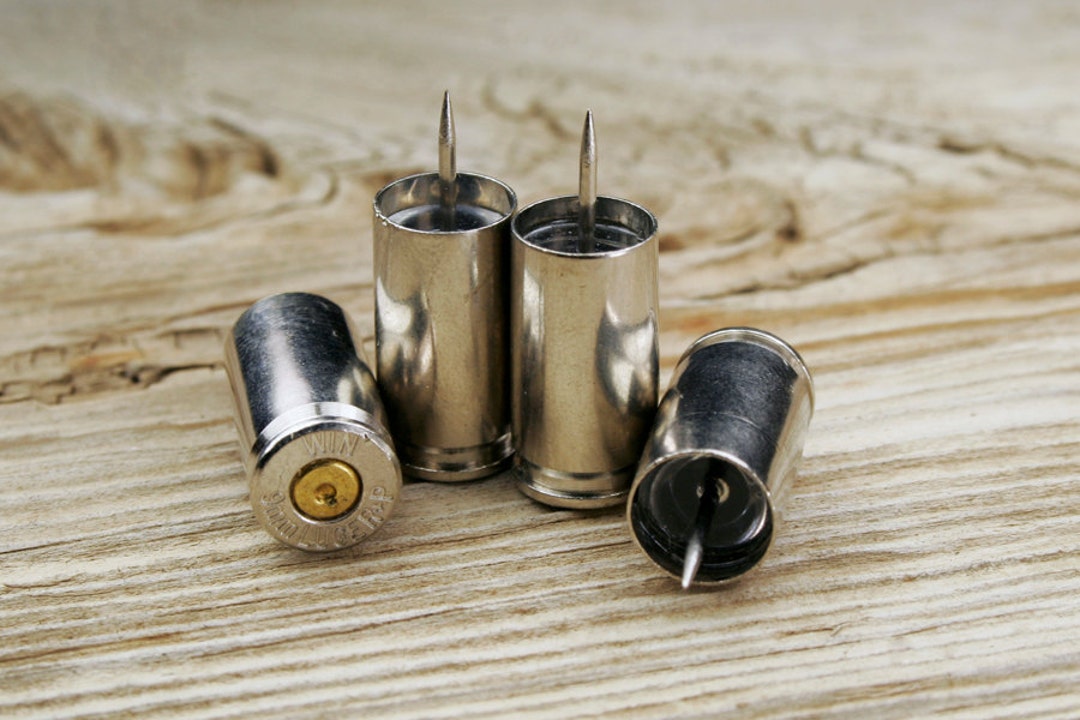 Bullet Push Pins, Winchester 9mm Nickel Bullet Push Pins - Set of 4 ...