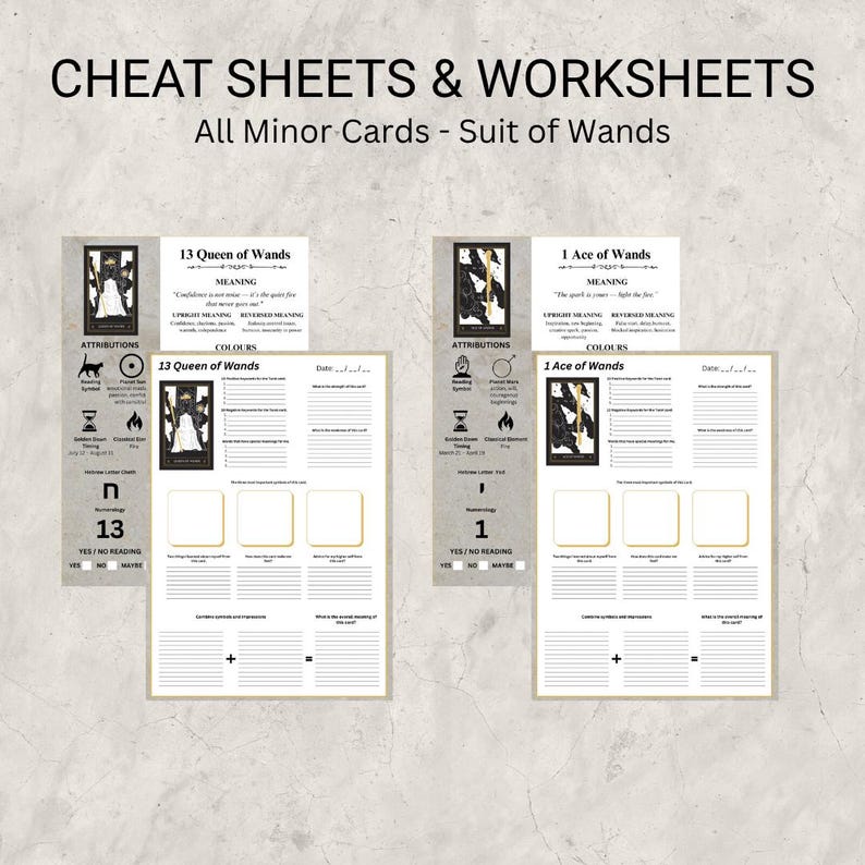 Tarot Symbolism Cheat Sheets, for Beginners or Advanced Tarot Readers ...