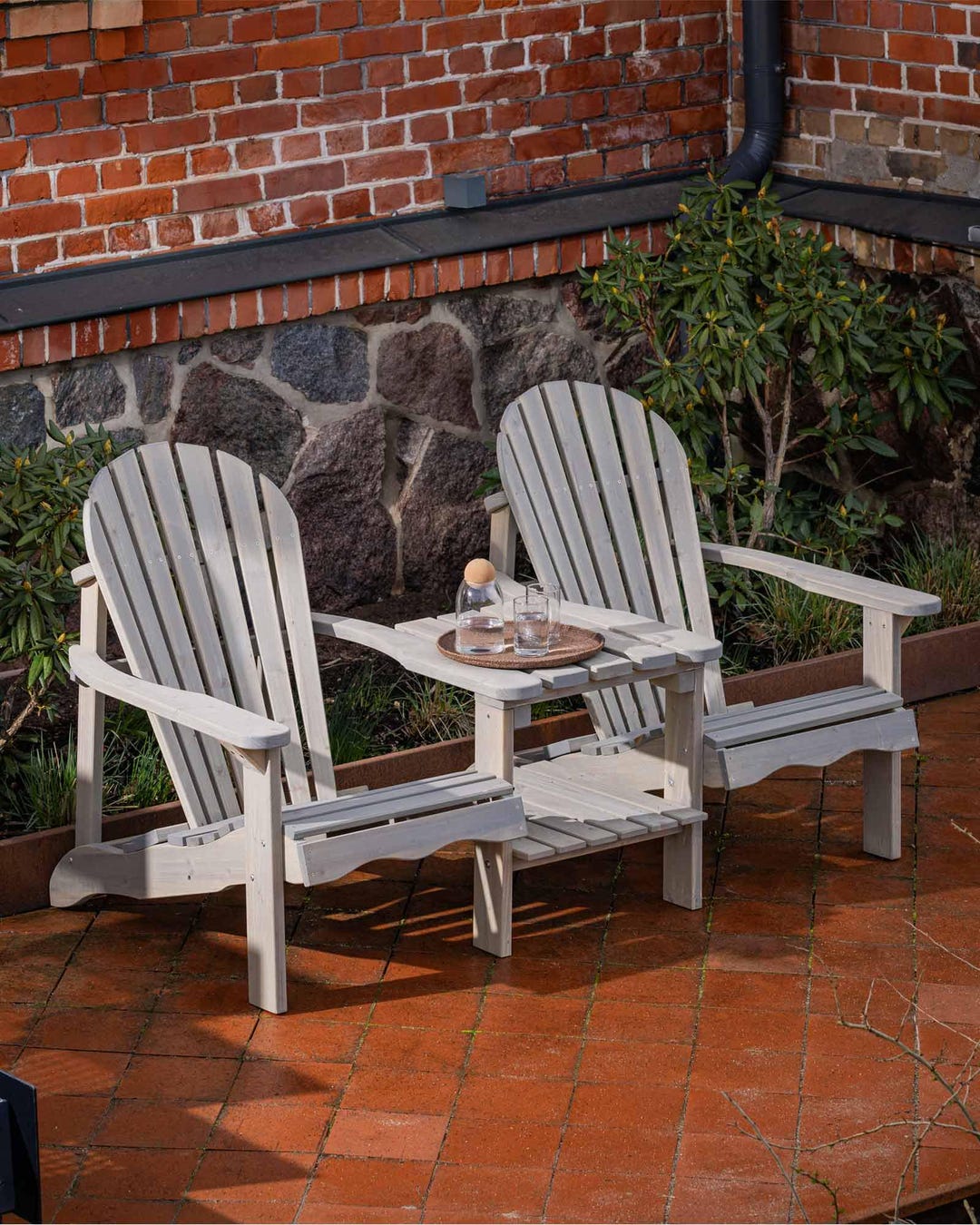 Double Adirondack Chair With Table for Outdoors, UNGURS Collection ...