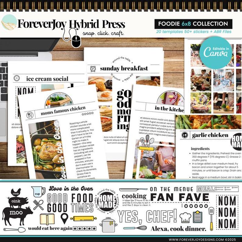Foodie Themed Canva Template | 6x8 Travelers Notebook | Recipe Book ...