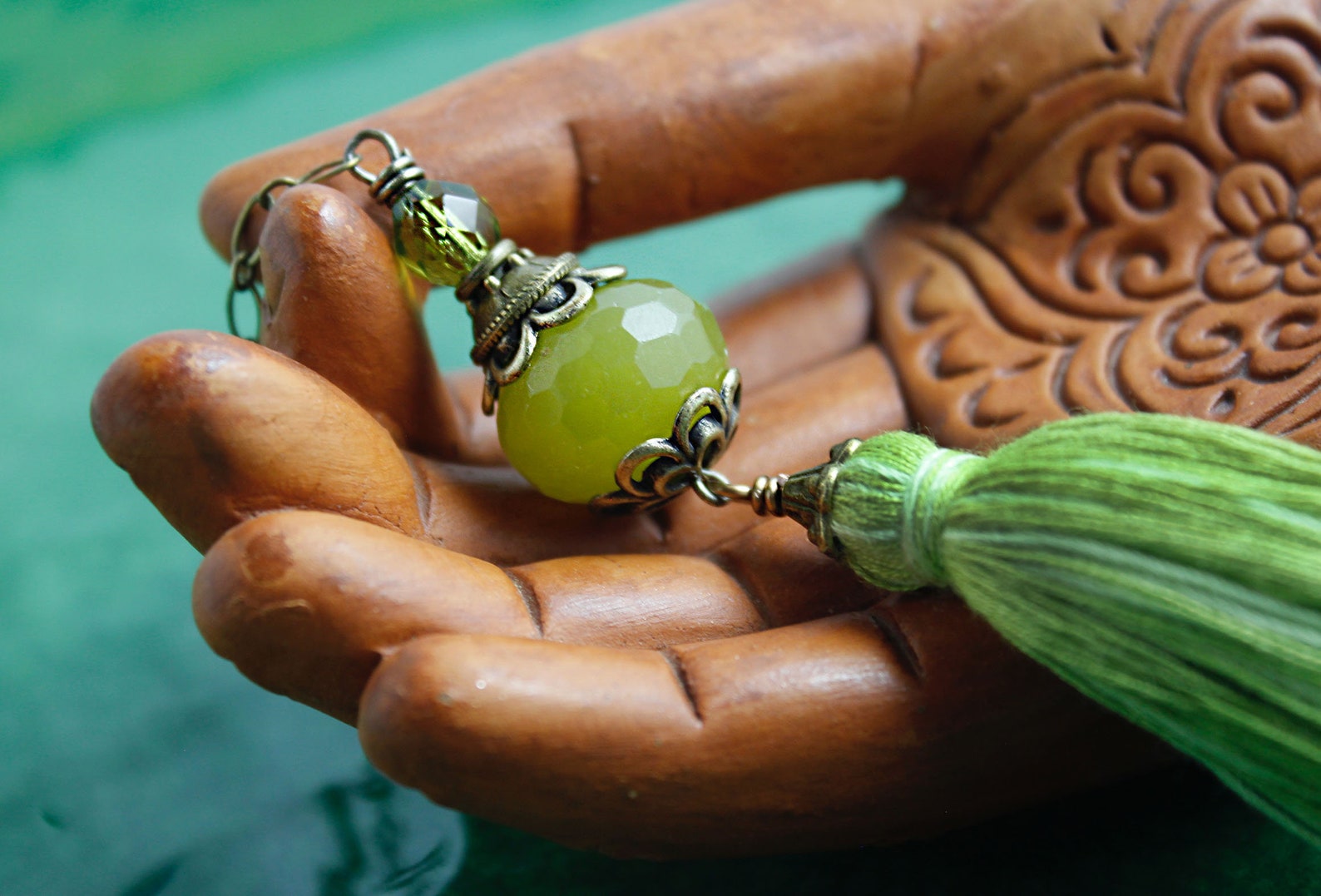 Olive Jade Tassel Car Mala Car Mirror Charm Rear View Mirror - Etsy