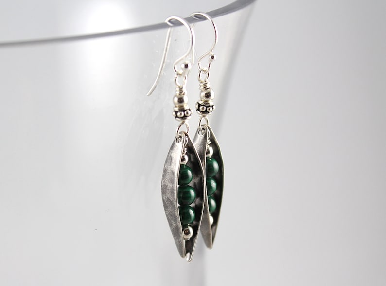 Pearl Pea Pod Earrings Sterling Silver White Pearl Earrings - Etsy