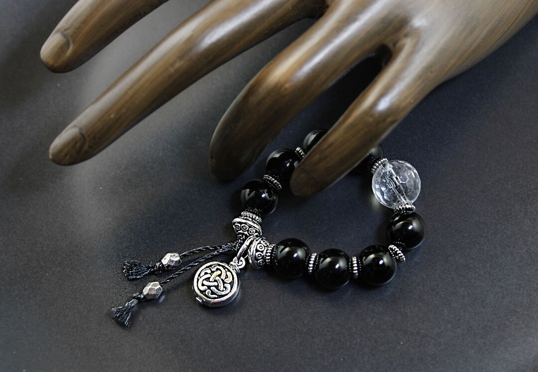 Black Onyx Finger Mala 9 Beads, Worry Beads Mini Mala, Fidget Beads ...