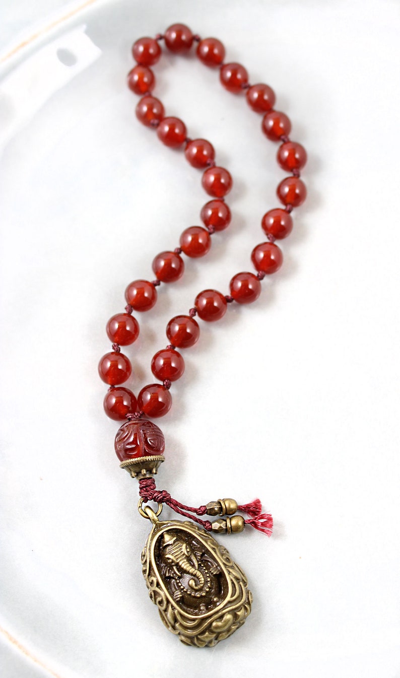 Ganesh Red Carnelian Mala 108 Elephant Mala Yoga Beads - Etsy