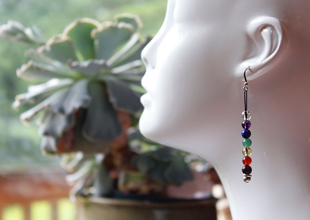 Gemstone Chakra Earrings, Boho Earrings, Gift for Her, Healing Jewelry ...