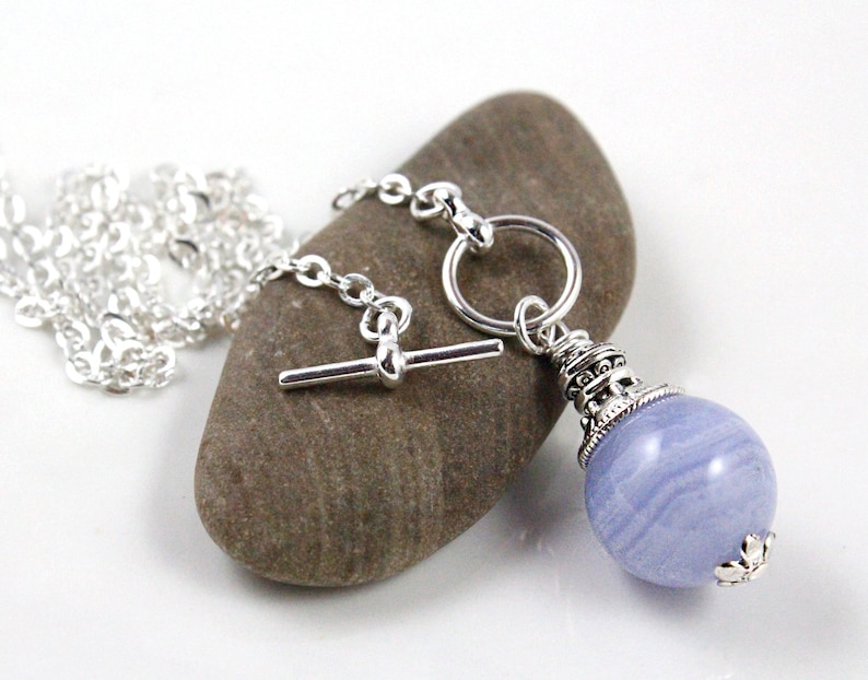 Blue Lace Agate Pendulum Necklace Gemstone Pendulum Crystal - Etsy
