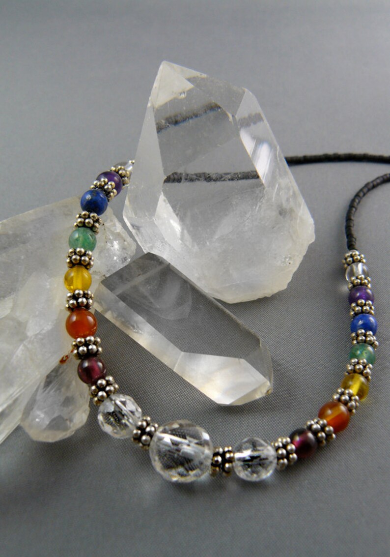 7 Gemstone Chakra Necklace Sterling Silver Chakra Pendant - Etsy