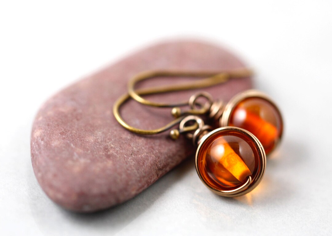 Amber Earrings, Reclaimed Amber, Dangle Earrings, Gift for Her, Jasper ...