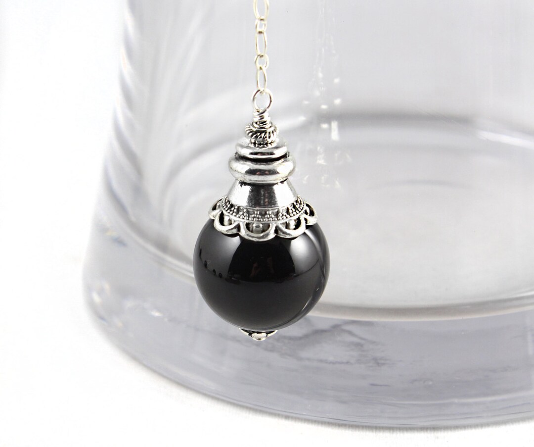 Crystal Pendulum, Black Onyx Pendulum, Crystal Necklace, Gemstone ...