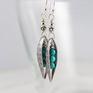 Pearl Pea Pod Earrings, Sterling Silver, White Pearl Earrings, Garden ...