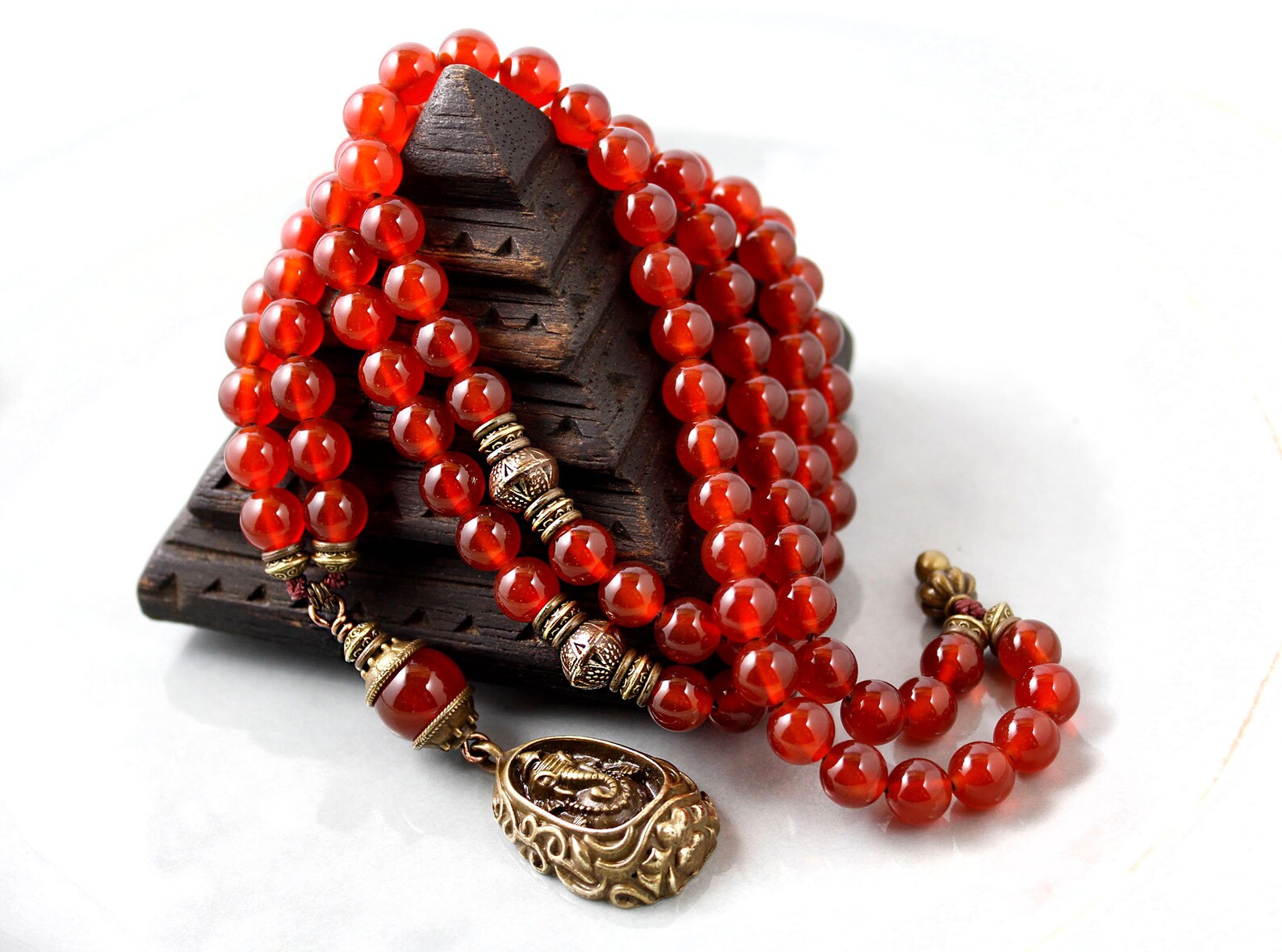 Ganesh Red Carnelian Mala 108 Elephant Mala Yoga Beads - Etsy