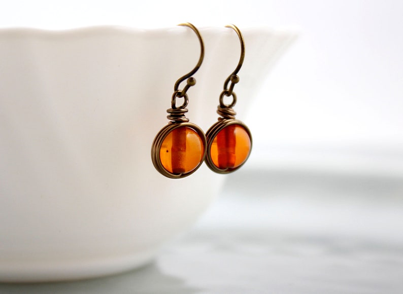 Amber Earrings Reclaimed Amber Dangle Earrings Gift for - Etsy