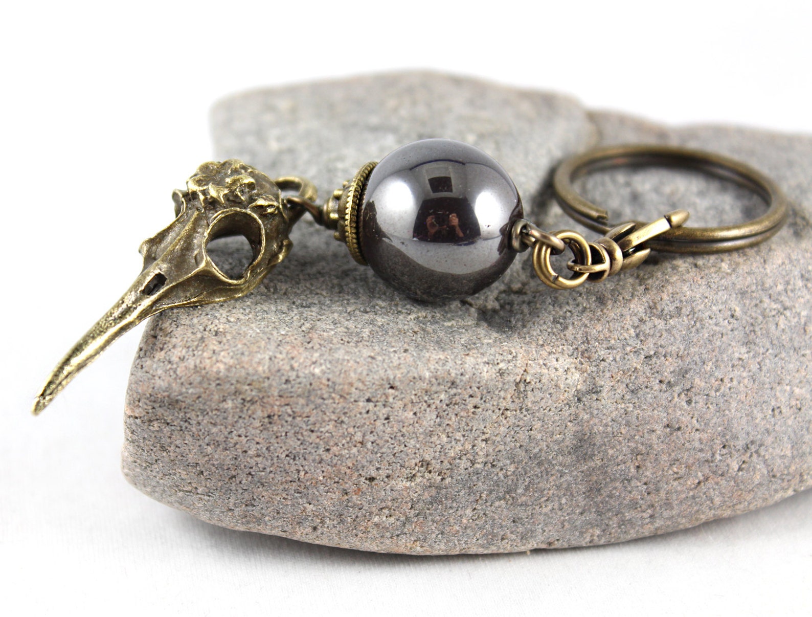Raven's Skull Keyring Choice of Gem Skull Keyring Raven - Etsy