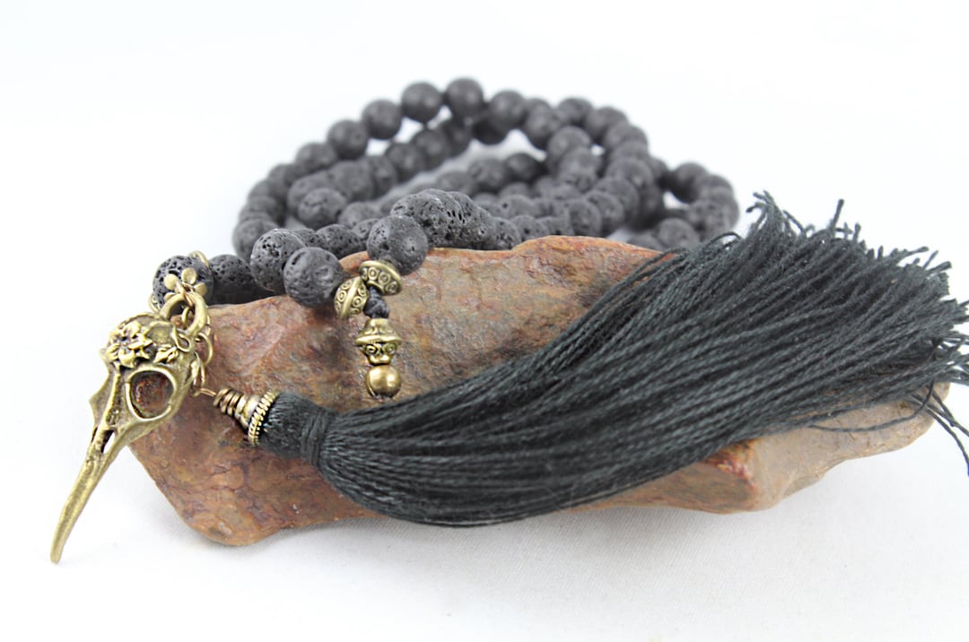 Mens Mala Beads, 108, Skull Necklace, Skull Mala, Mala Beads, Black ...