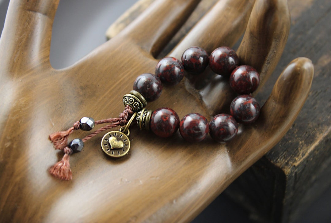 Brecciated Jasper Finger Mala 9 Beads, Worry Beads Mini Mala, Stress ...