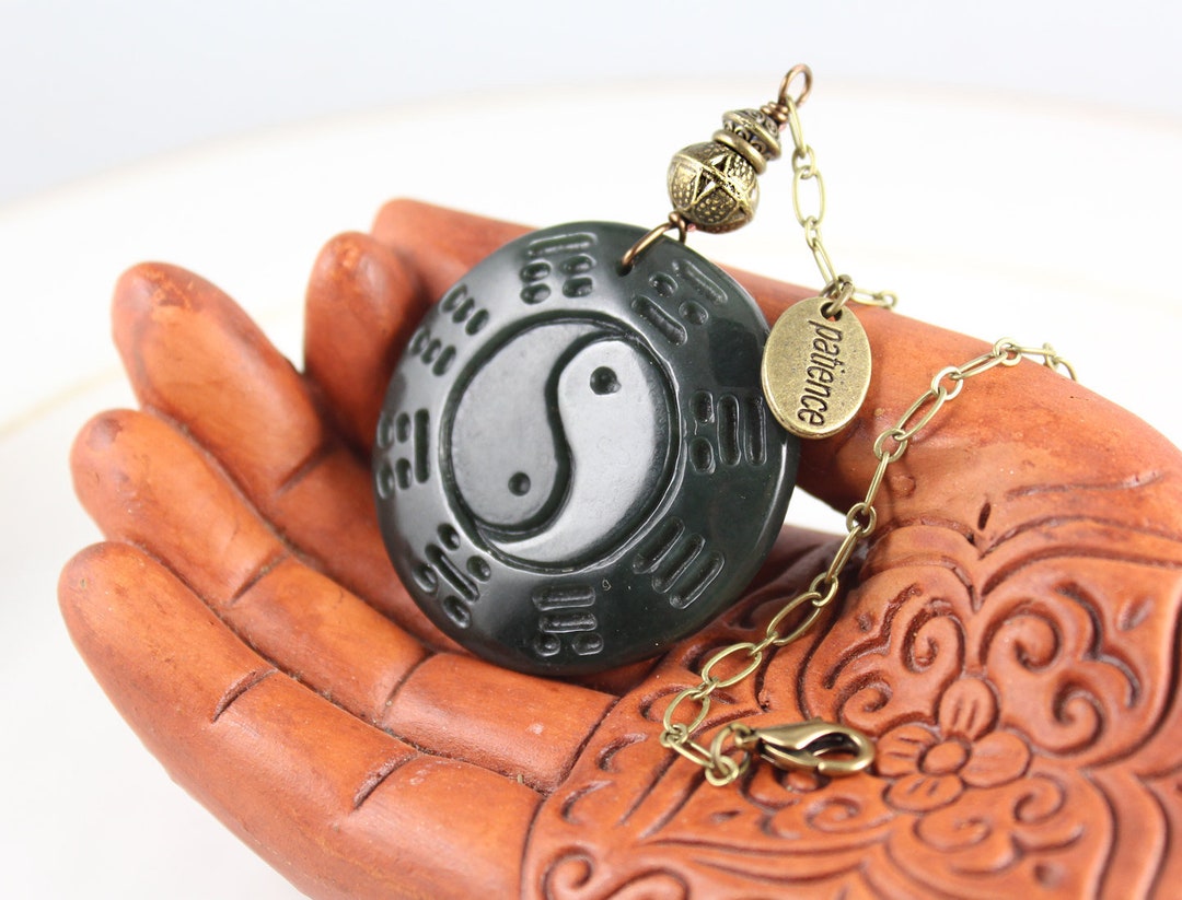 Jade Yin Yang Symbol Car Charm, Car Accessories, Rear View Mirror Charm ...