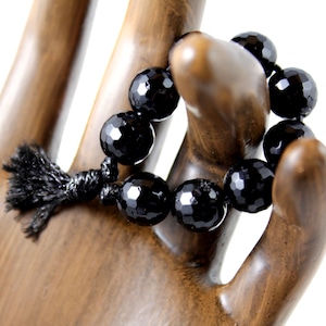 Black Tourmaline Fidget Finger Mala 9 Beads, Worry Beads Mini Mala ...
