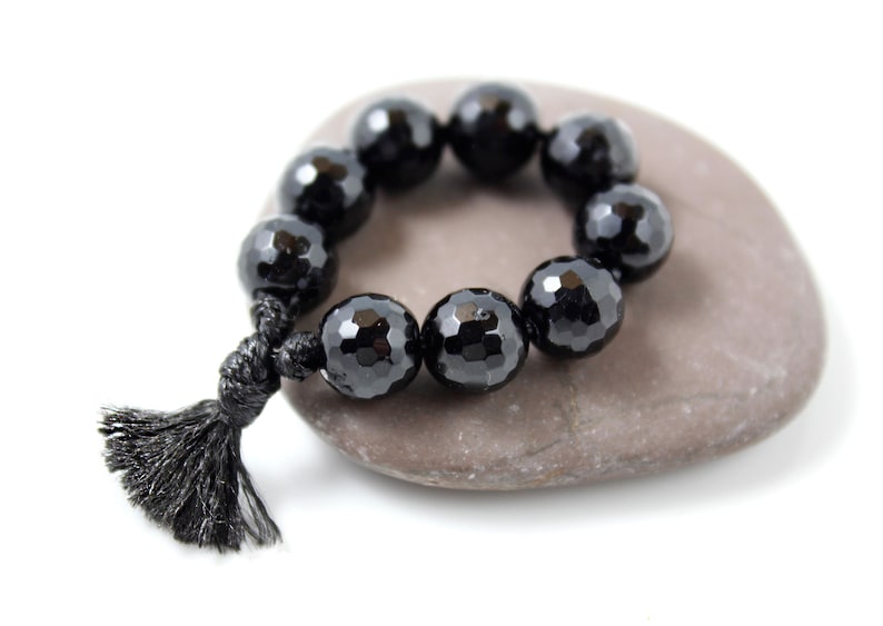 Black Tourmaline Fidget Finger Mala 9 Beads Worry Beads Mini - Etsy