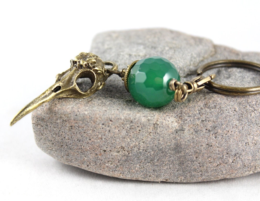 Raven's Skull Keyring, Choice of Gem, Skull Keyring, Raven Skull, Skull ...