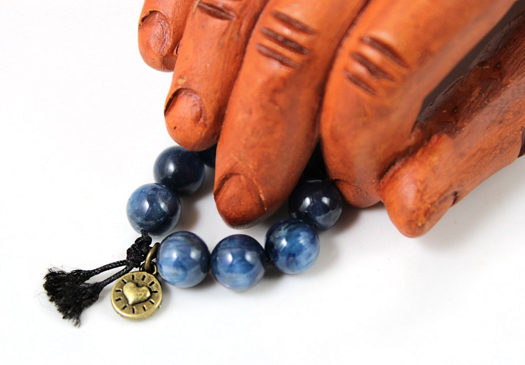 Blue Kyanite Finger Mala 9 Beads, Worry Beads Mini Mala, Stress Relief ...
