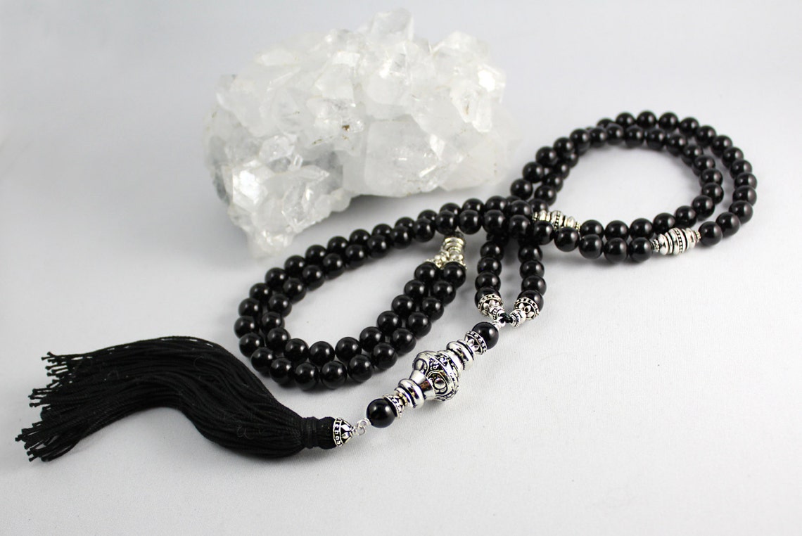 Black Mala Beads, Black Necklace, Mala Necklace, Mala Beads, 108 Mala ...