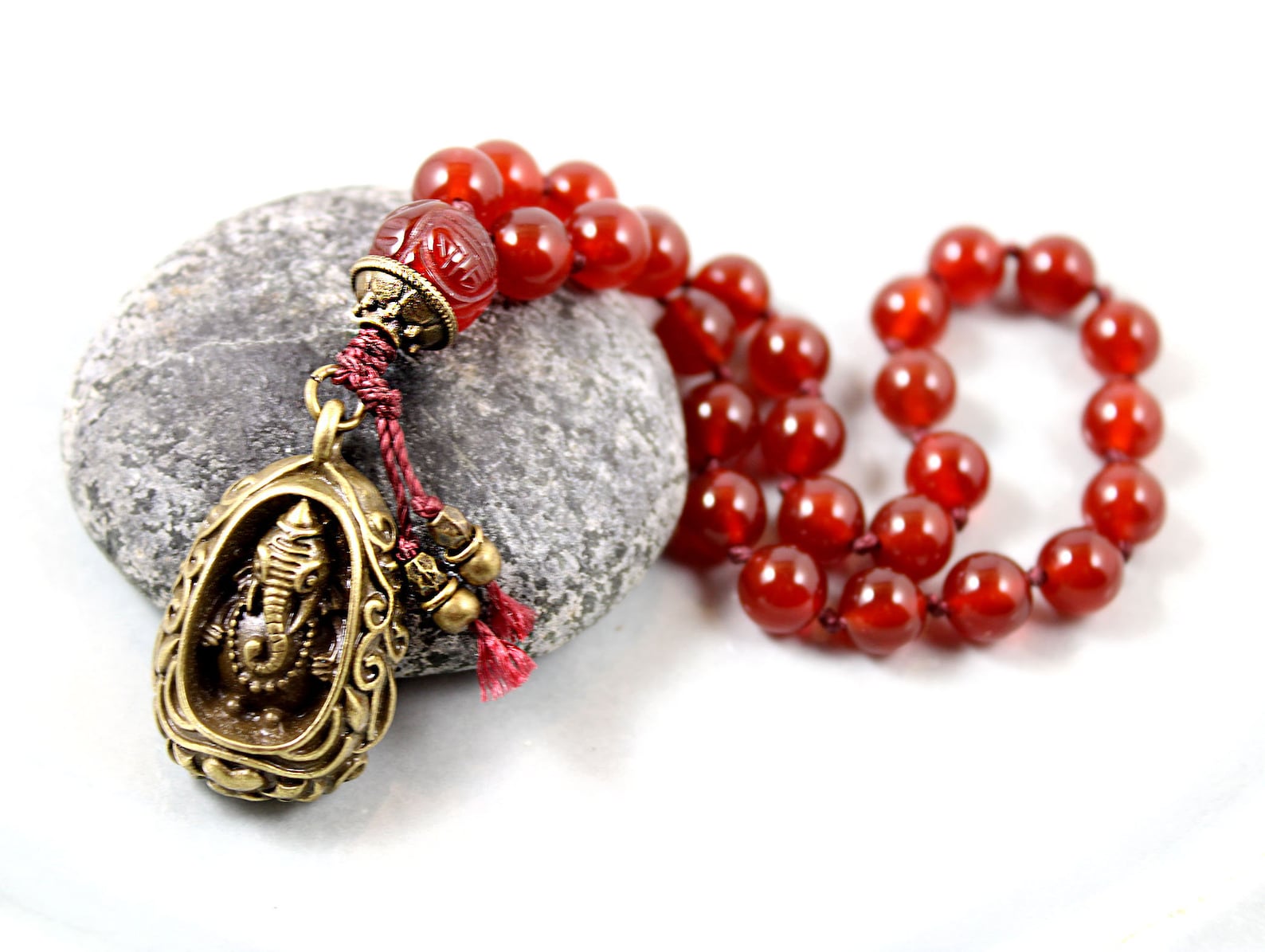 Ganesh Red Carnelian Mala 108 Elephant Mala Yoga Beads - Etsy