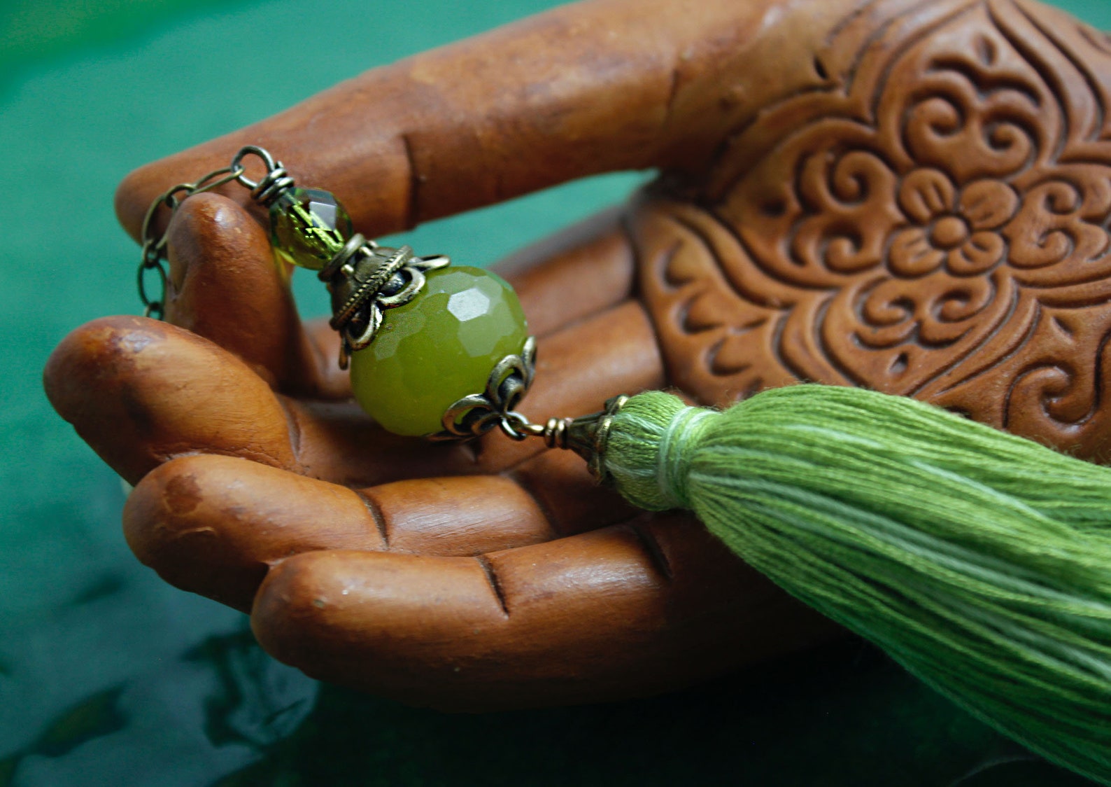 Olive Jade Tassel Car Mala Car Mirror Charm Rear View Mirror - Etsy