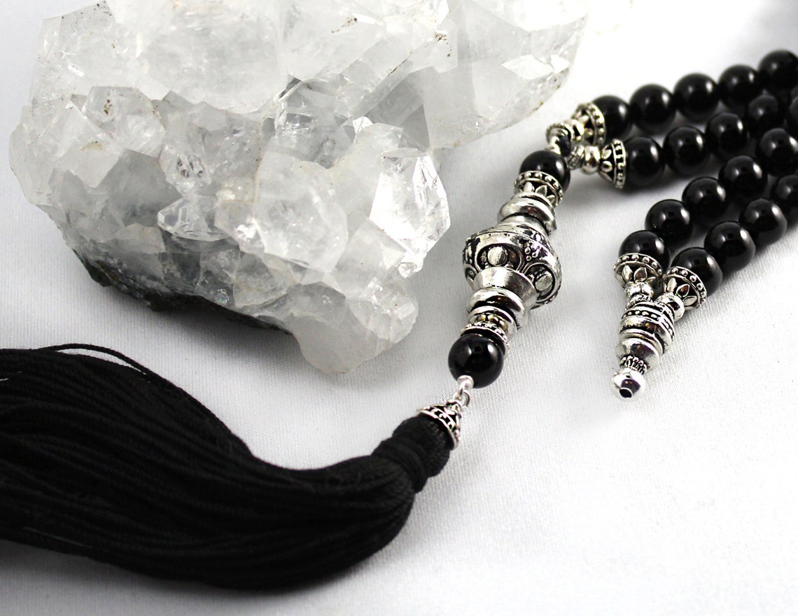 Black Mala Beads, Black Necklace, Mala Necklace, Mala Beads, 108 Mala ...