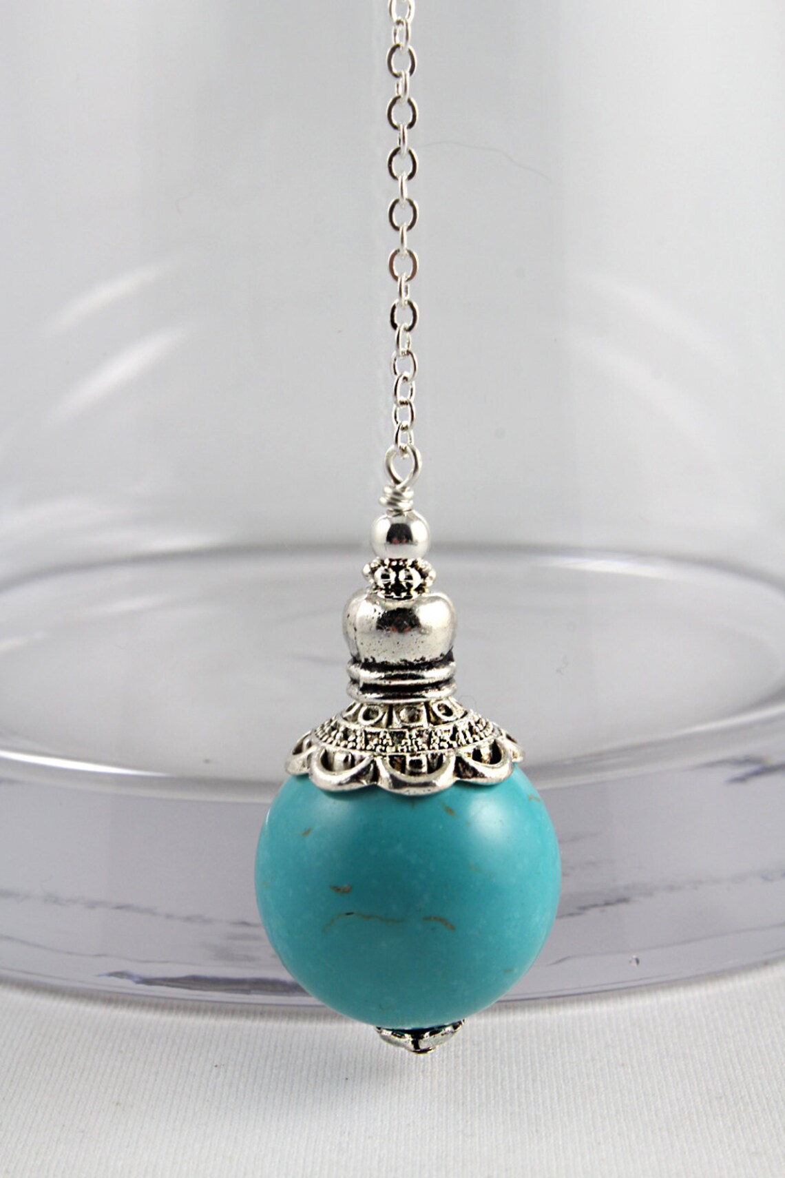 Turquoise Pendulum, Gemstone Pendulum, Crystal Pendulum, Divination, Intuition, Magic, Scrying ...