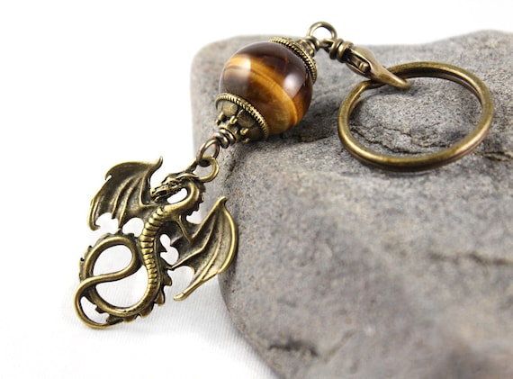 Dragon Keychain Choice of Gem Dragon Keyring Dragon Car - Etsy