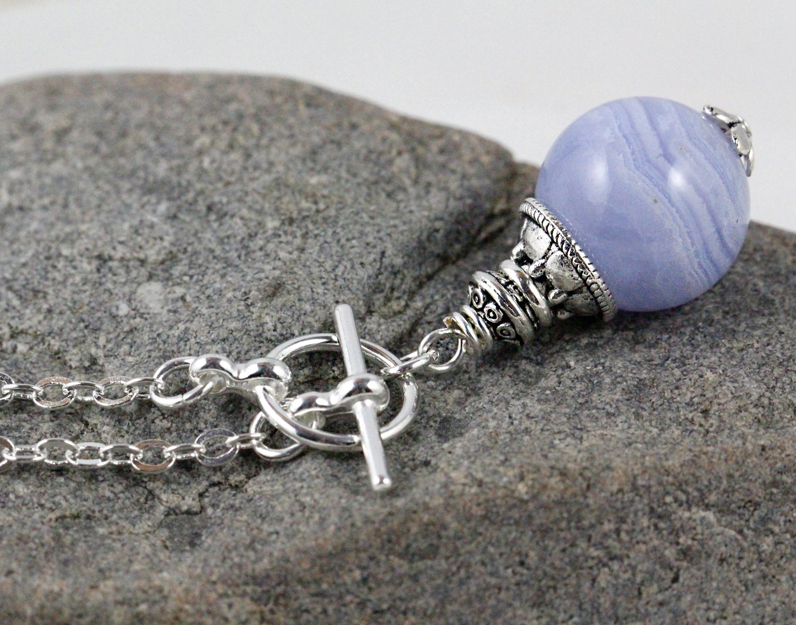 Blue Lace Agate Pendulum Necklace Gemstone Pendulum Crystal - Etsy