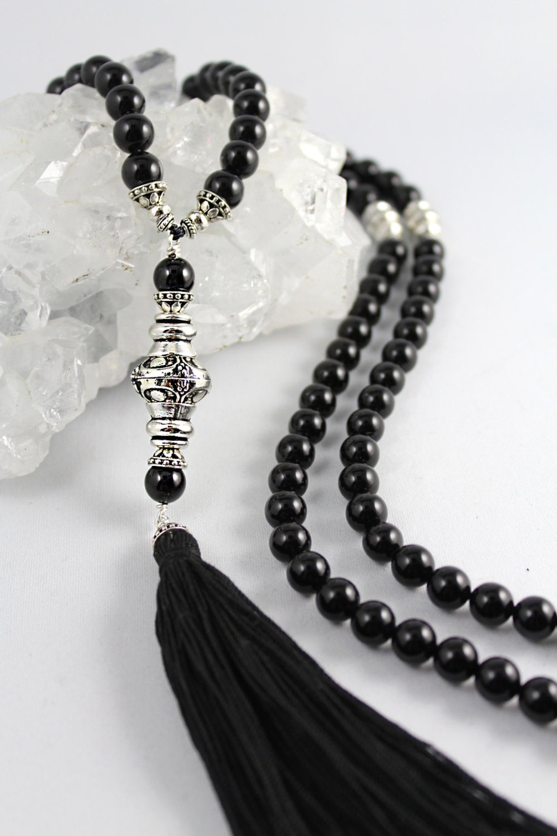 Black Mala Beads, Black Necklace, Mala Necklace, Mala Beads, 108 Mala ...