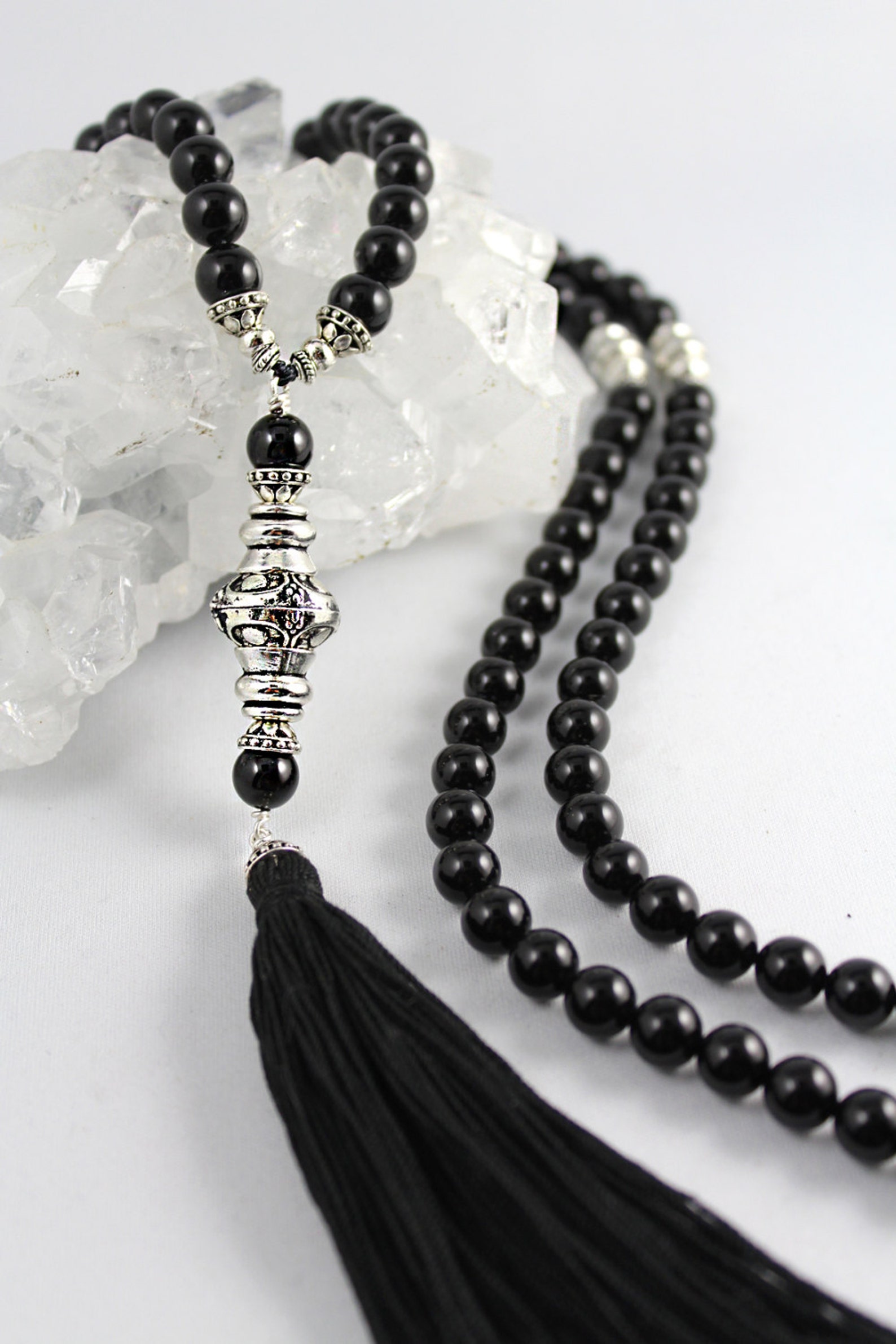 Black Mala Beads Black Necklace Mala Necklace Mala Beads | Etsy