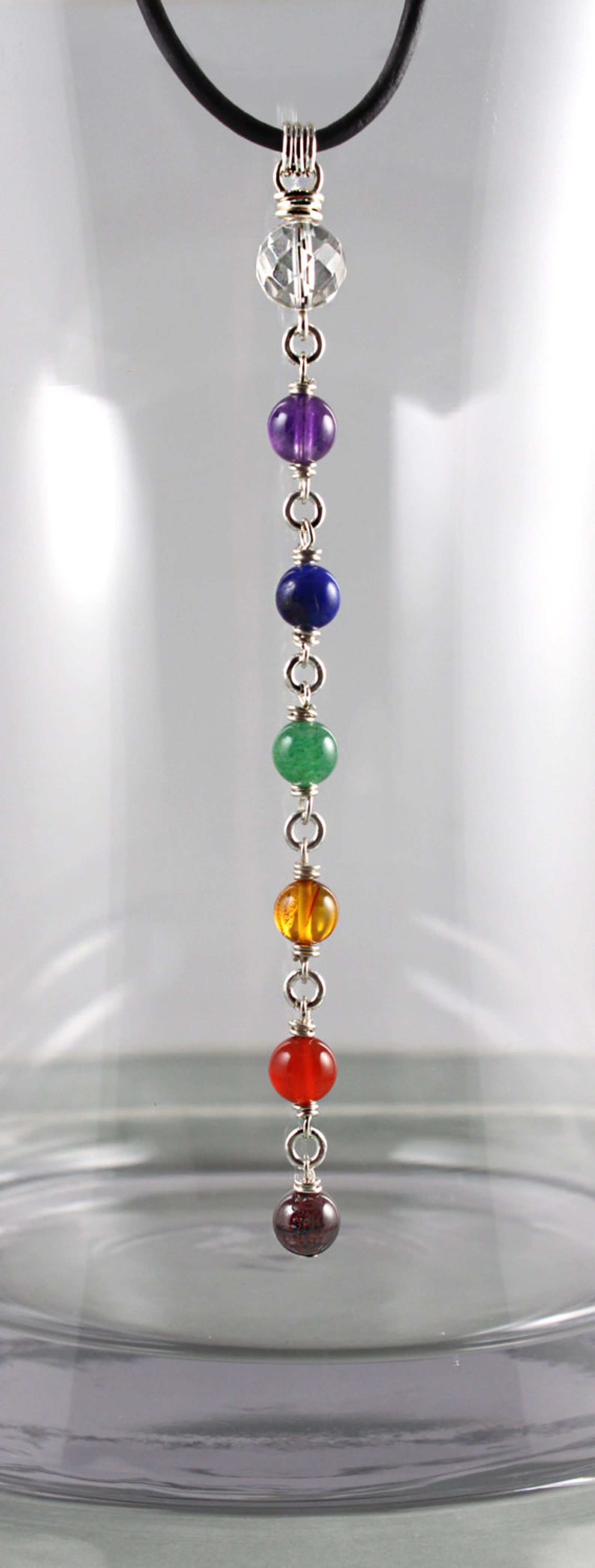 Chakra Necklace, Sterling Silver, Chakra Gemstone Necklace, Chakra ...