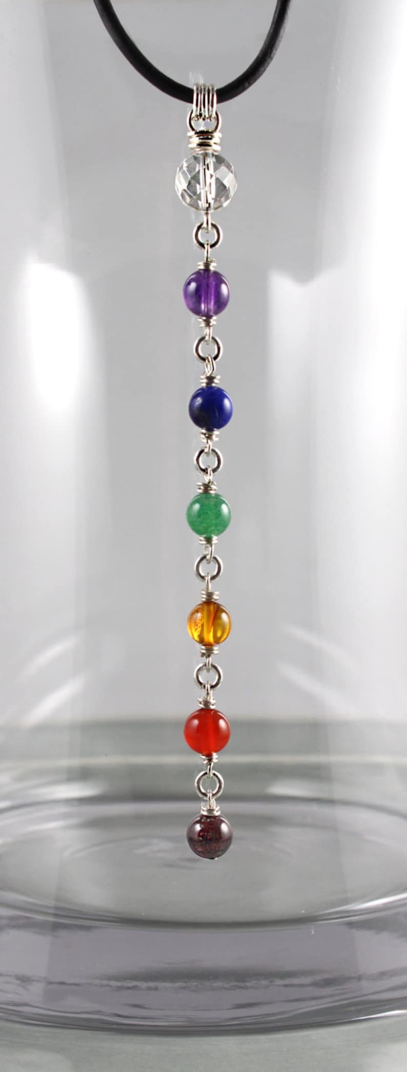 Chakra Necklace Sterling Silver Chakra Gemstone Necklace | Etsy