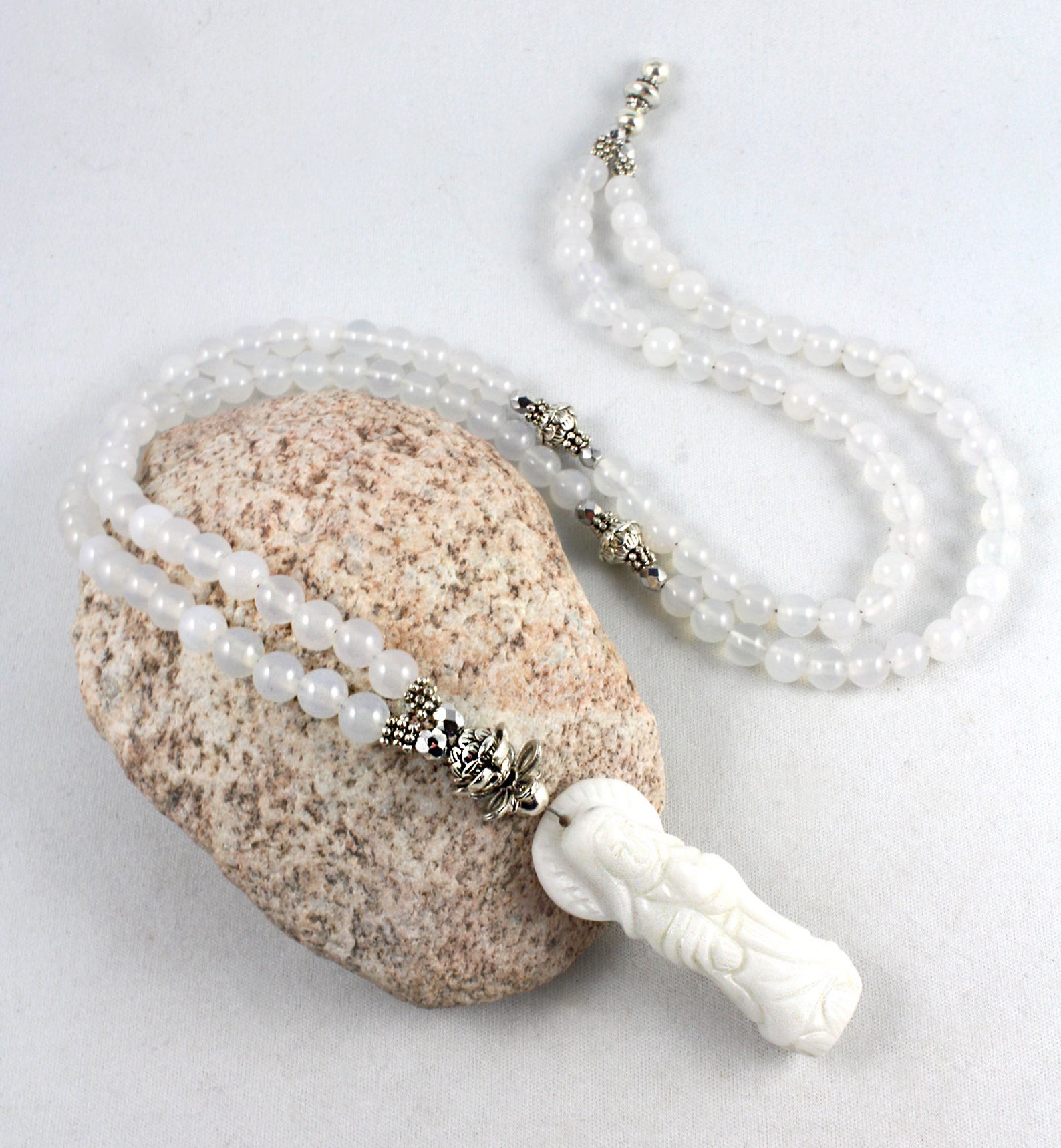 White Jade Mala Quan Yin Mala Jade Mala Beads Prayer Beads | Etsy